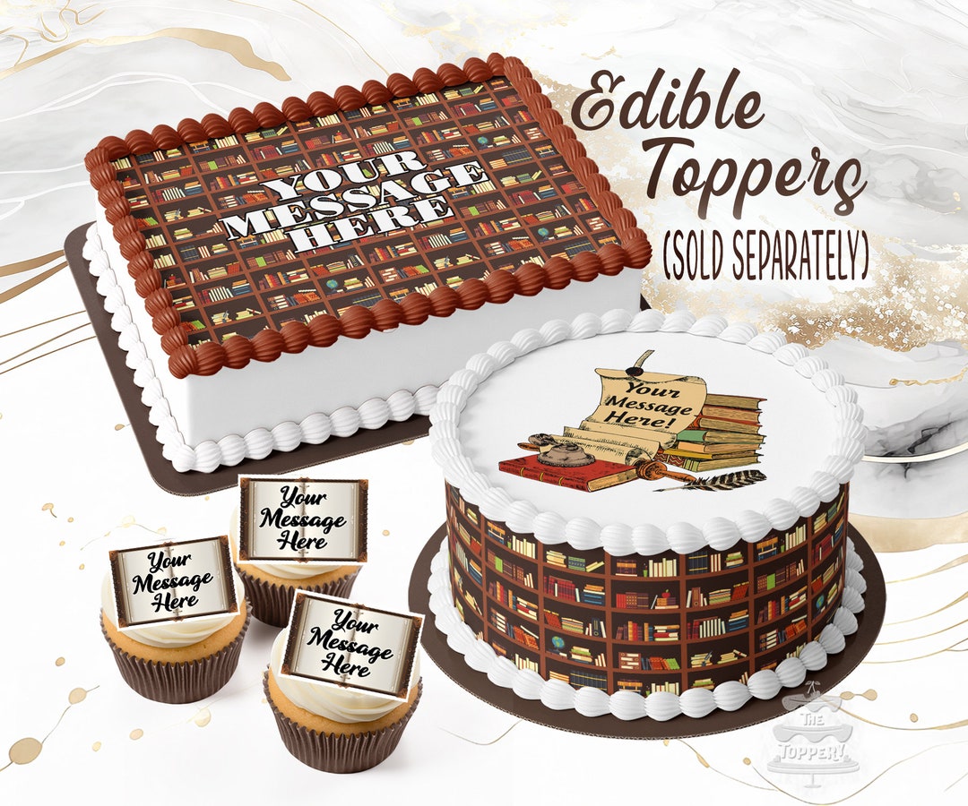 Library Books - Edible ICING Toppers, Round, Rectangle, Cake Wrap ...