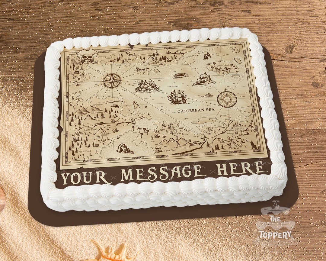 Pirate Map Cake Topper Edible Rectangle, Icing Image Sugar Sheet ...