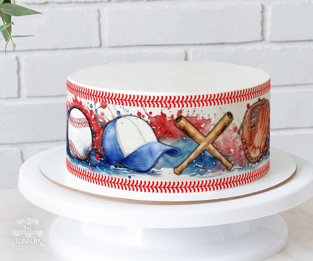 Baseball - Edible ICING Cake Wrap Strips (4” Tall) - Sports Team Little ...