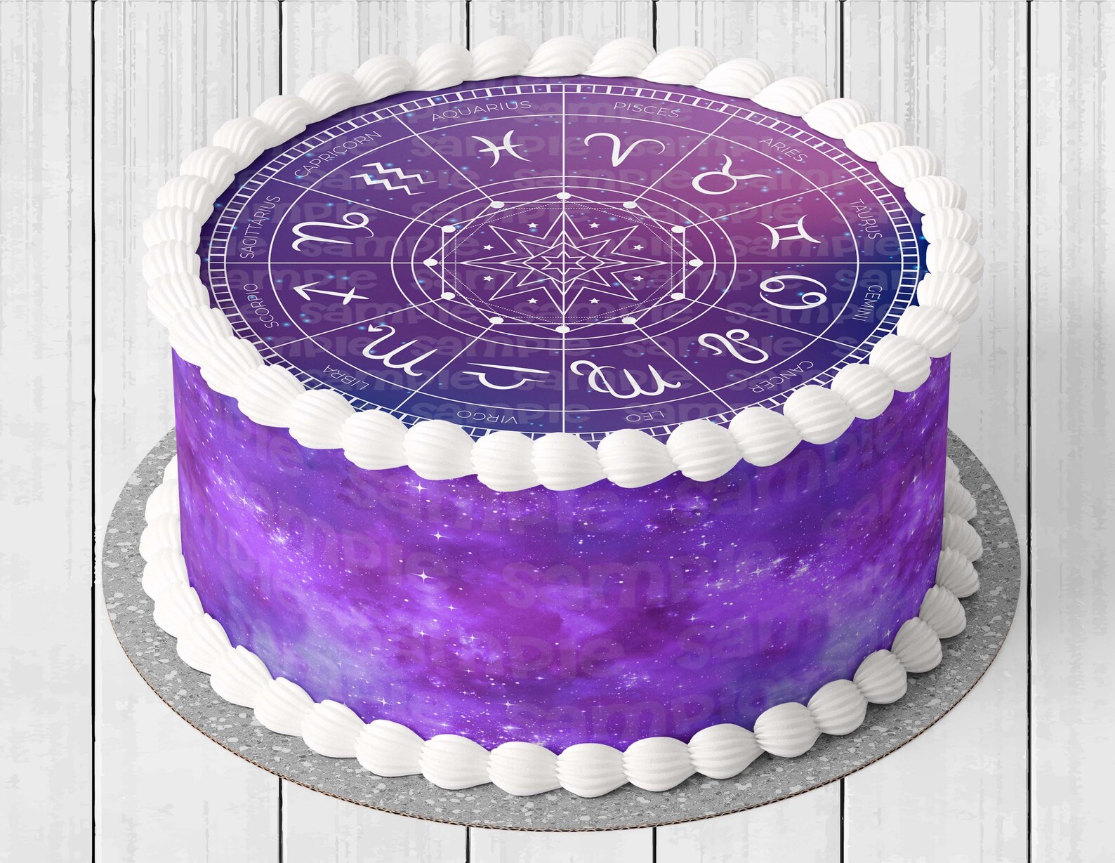 Horoscope Galaxy Edible Round Cake Topper Cake Wraps or | Etsy