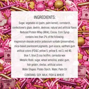 Pink Bling - Edible Candy Shapes Money Sprinkle Mix (w/ Wafer Bills ...