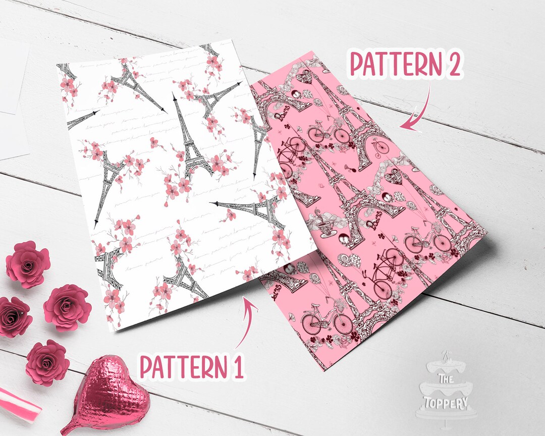 EDIBLE PAPER Love Paris Seamless Pattern 8 X 10 Edible Wafer or Icing ...
