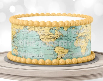 World Map Birthday Cake - Etsy