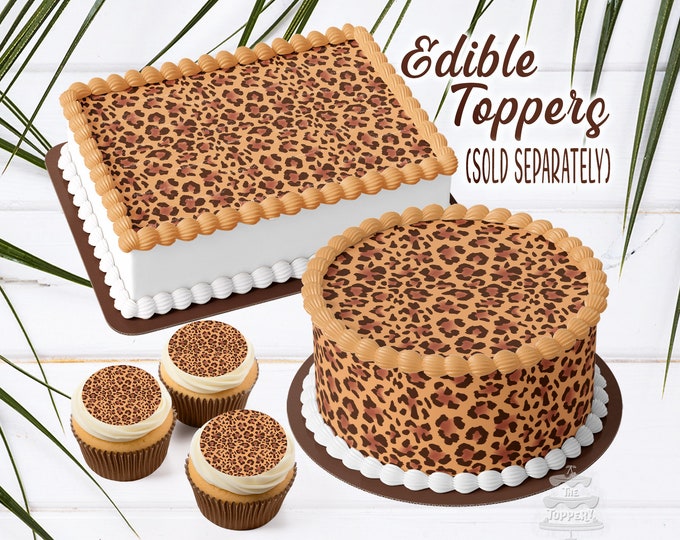 Rainbow Cheetah Print Background Edible 2D Fondant Birthday Cake ...