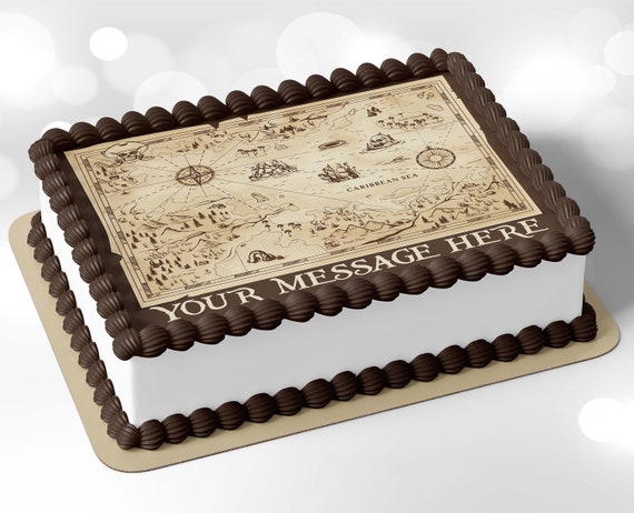 Pirate Map Cake Topper Edible Rectangle Icing Image Birthday | Etsy