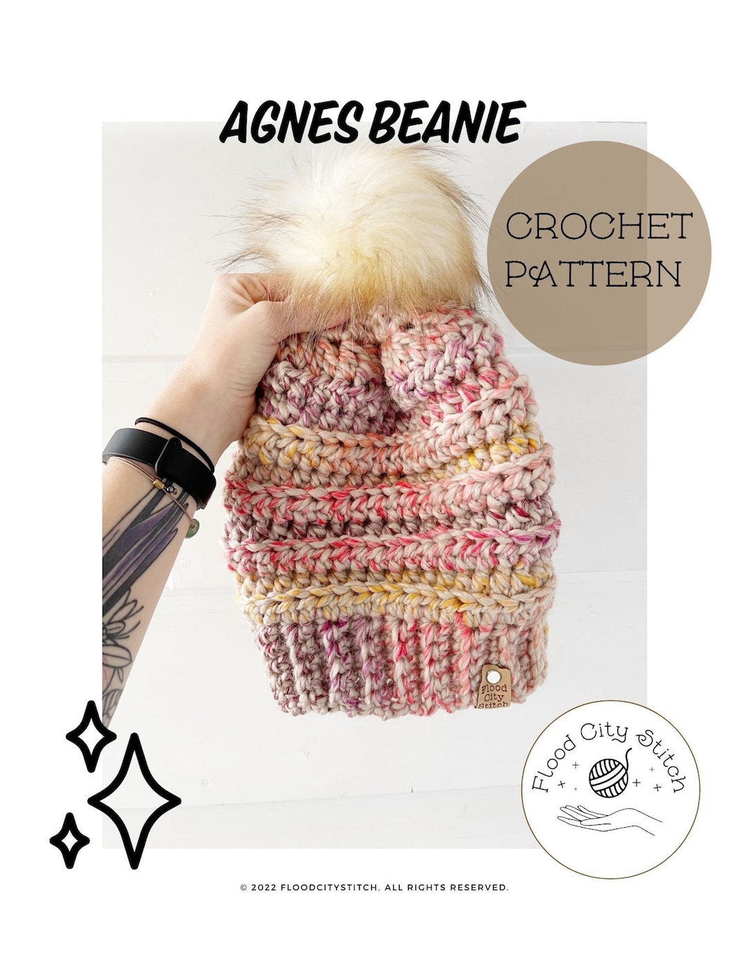 Agnes Crochet Beanie Pattern - Digital Pattern - Adult Beanie ...