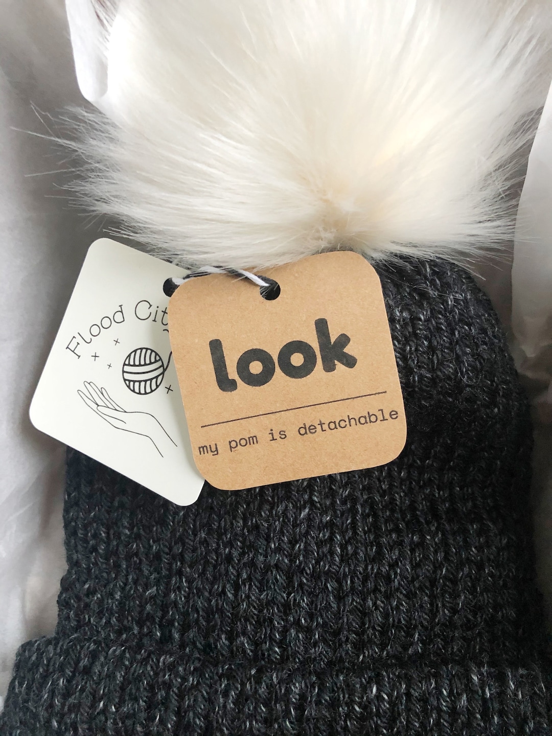 PRINTABLE Detachable Pom Tag, Handmade Beanie Tag, Hat Tag, Pom Tag ...