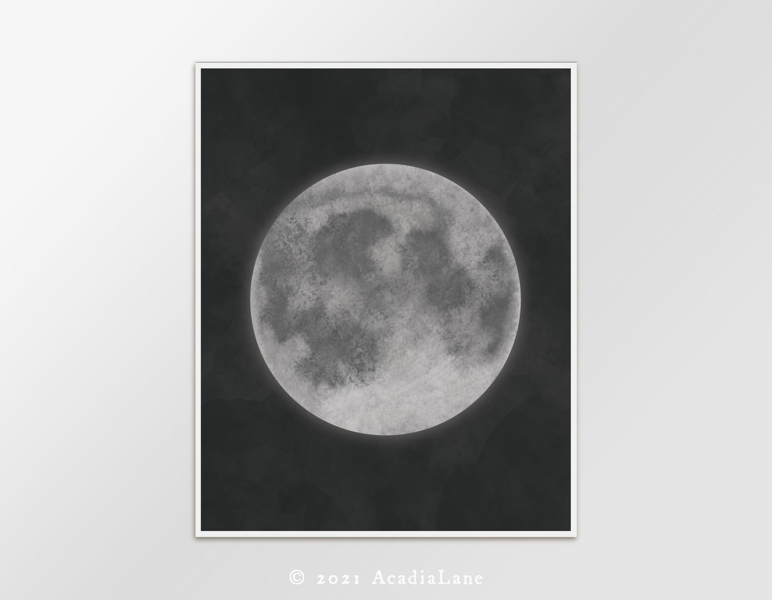 Full Moon Fine Art Print Stylized Moon Print Full Moon | Etsy