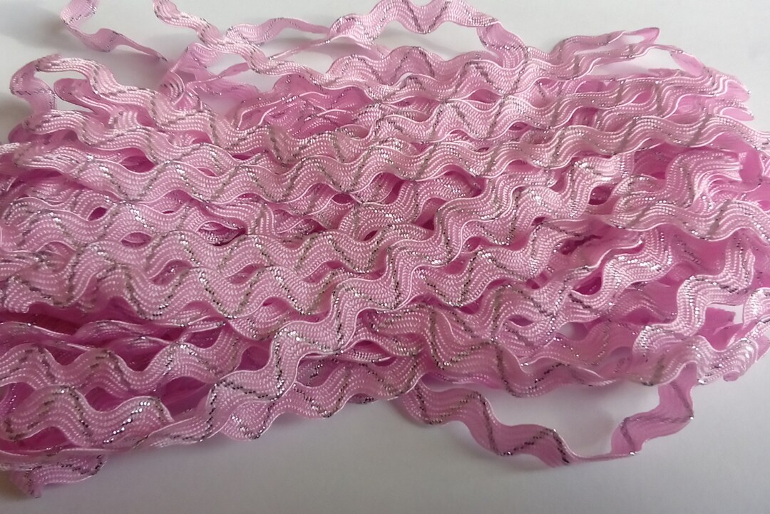 3 5 9 Yards BABY PINK SILVER Glitter Shine Quality Ric Rac Trim 6mm ...
