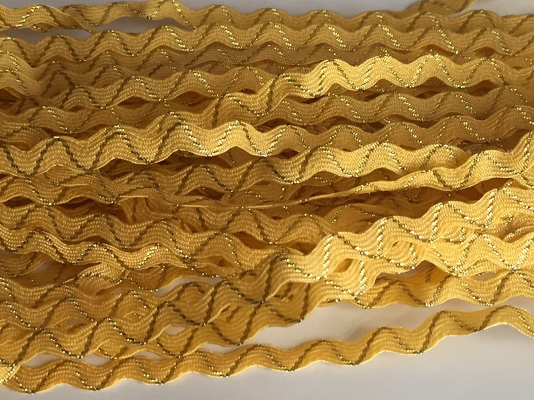 3 5 9 Yards GOLD CREAM Glitter Shine Quality Ric Rac Trim 6mm Wide Many ...