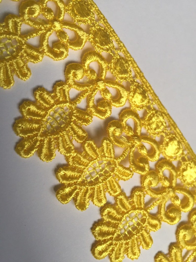 1m 3m 5m Gold BROWN YELLOW Lace Trims 60mm Wide Embroidered Guipure ...