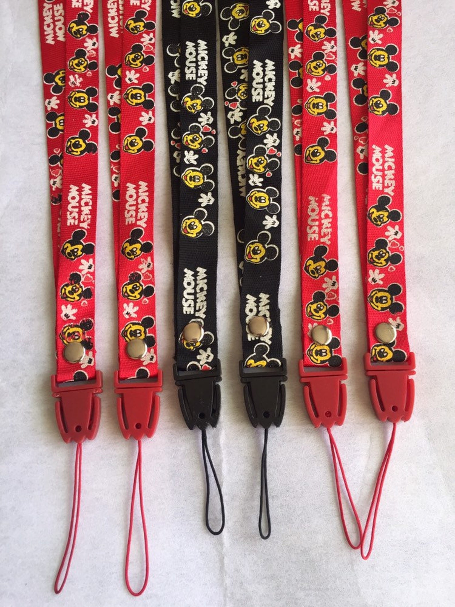 RED BLACK Mickey Mouse Neck Strap ID Badge Holder Camera | Etsy