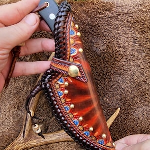 Hand Carved Leather Sheath Cowboy Style, Camping, Sportsman, Hunting ...