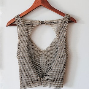 Chainmail Open Back Top Crop Party Fashion Garment in Antique Gold ...