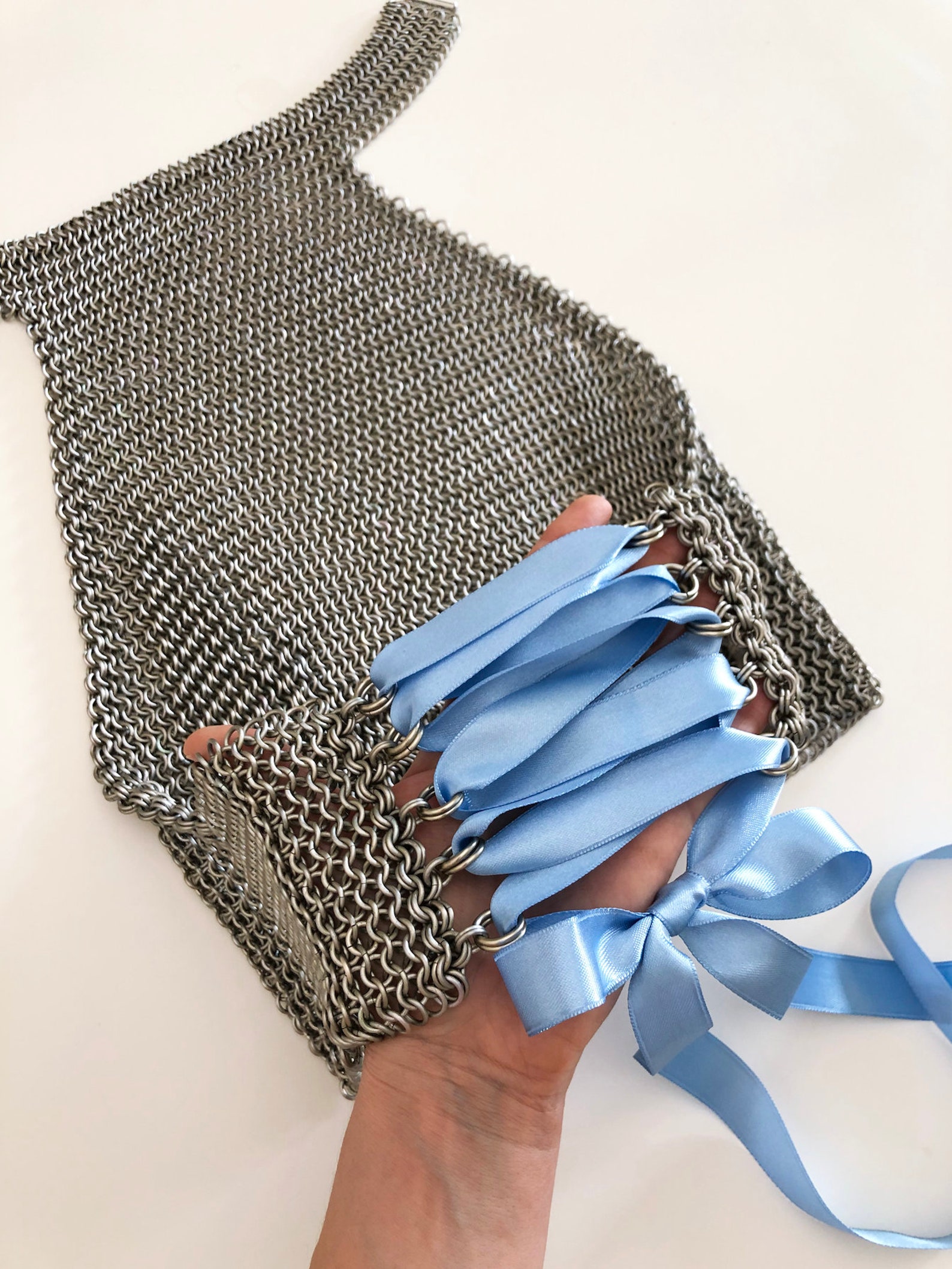 Chainmail Costume Armor Top With Victorian Ribbon Back - Etsy