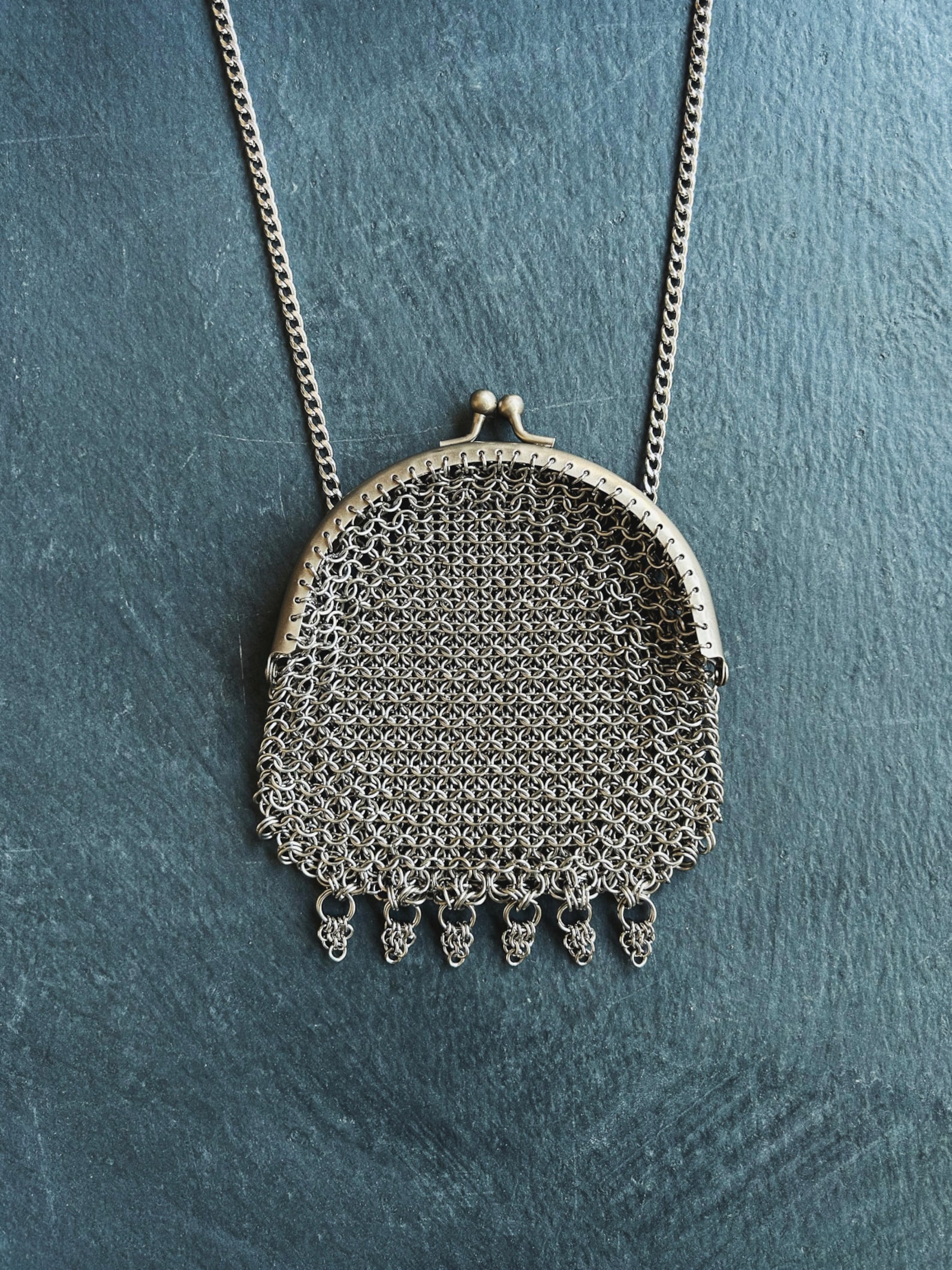 Vintage Chainmail Mesh Antique Silver Purse "leyla" Handmade Shoulder ...