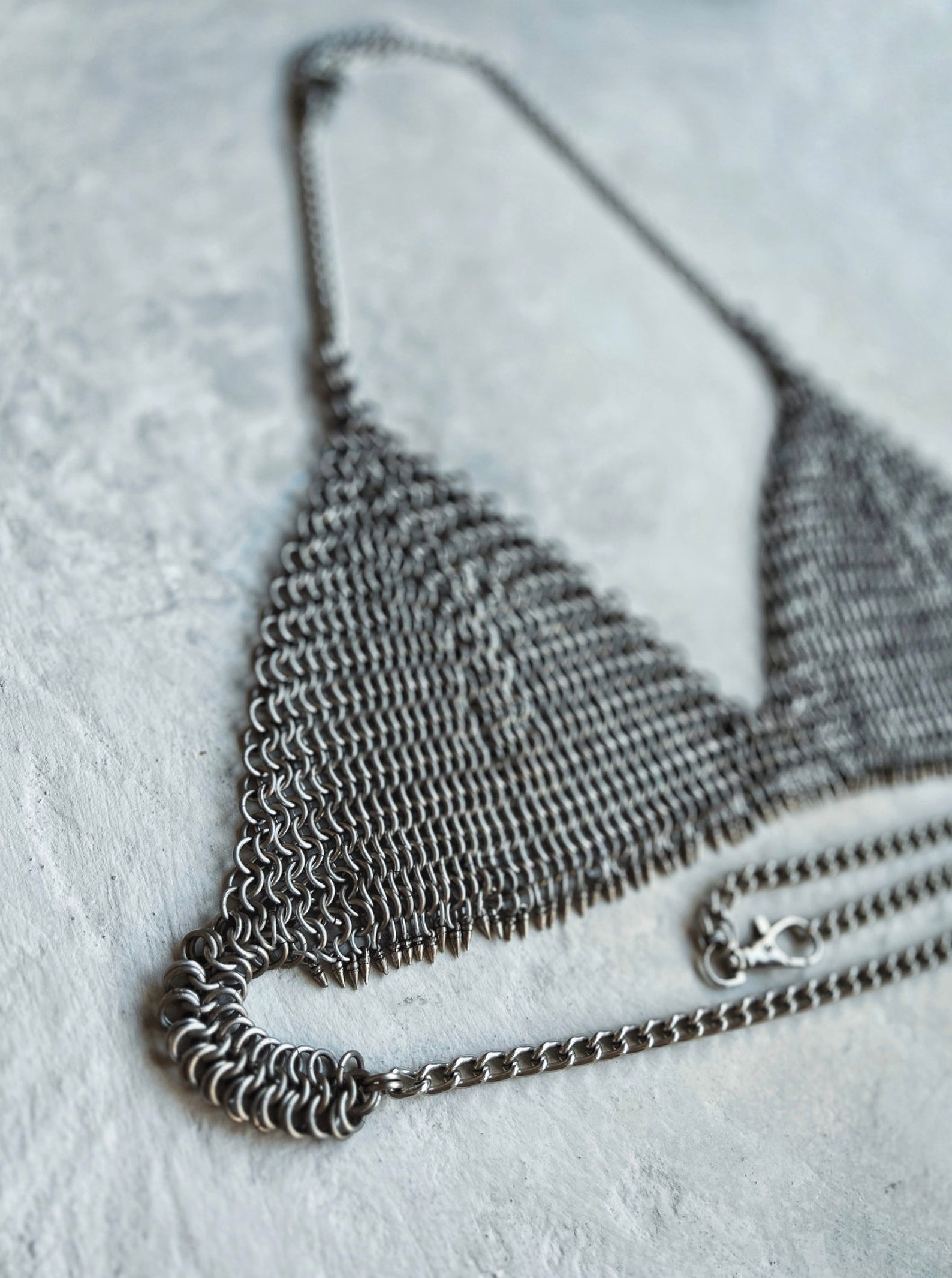Chainmail Body Garment, Handcrafted Metal Armor Bikini Top in Silver ...