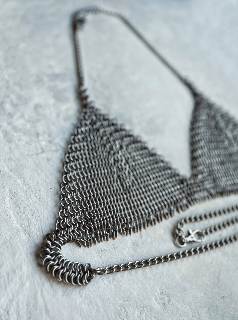 Chainmail Body Garment, Handcrafted Metal Armor Bikini Top in Silver ...