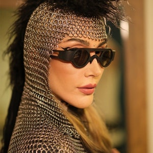 Chainmail Headpiece Metal Coif Handmade Medieval Accessory Fantasy Larp ...