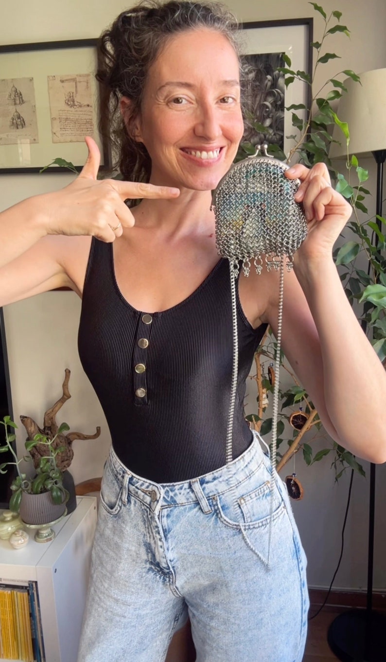 Vintage Chainmail Mesh Antique Silver Purse "leyla" Handmade Shoulder ...