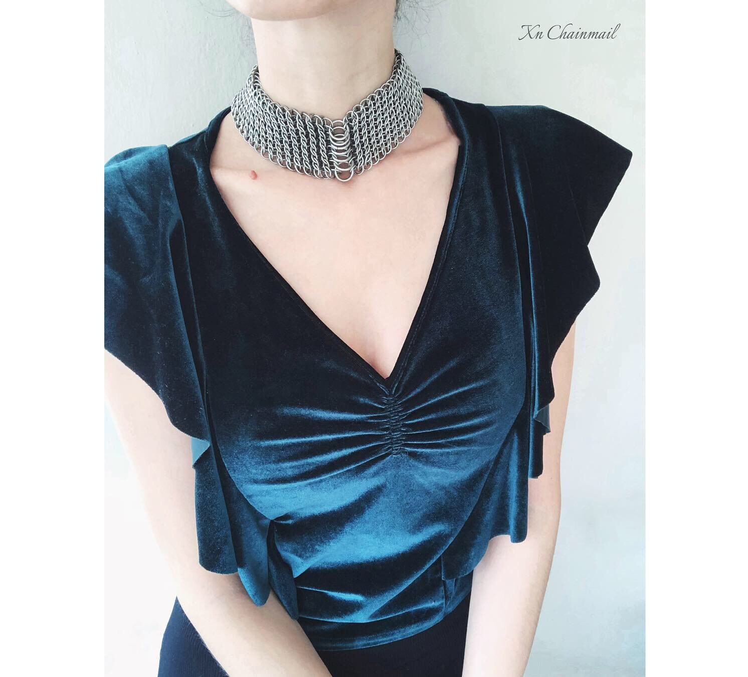 Chainmail Victorian Gothic Style Diagonal Choker Necklace II - Etsy