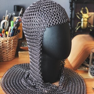 Chainmail Headpiece Metal Coif Handmade Medieval Accessory Fantasy Larp ...