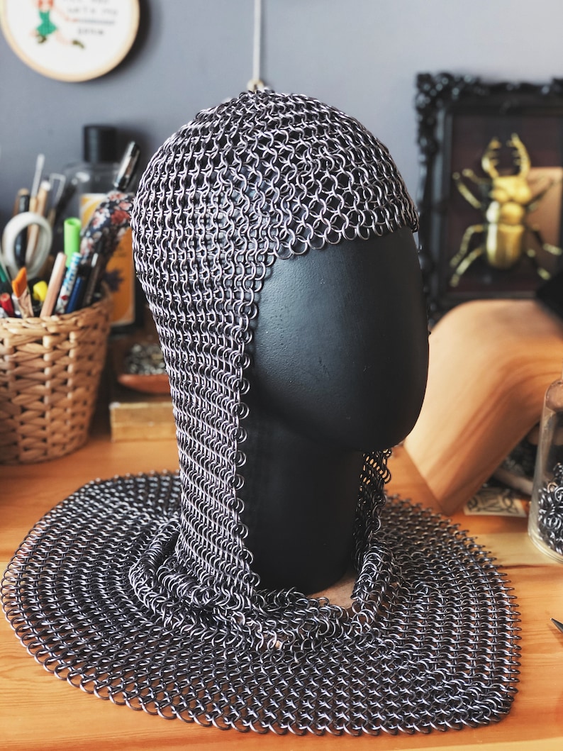 Chainmail Headpiece Metal Coif Handmade Medieval Accessory Fantasy Larp ...