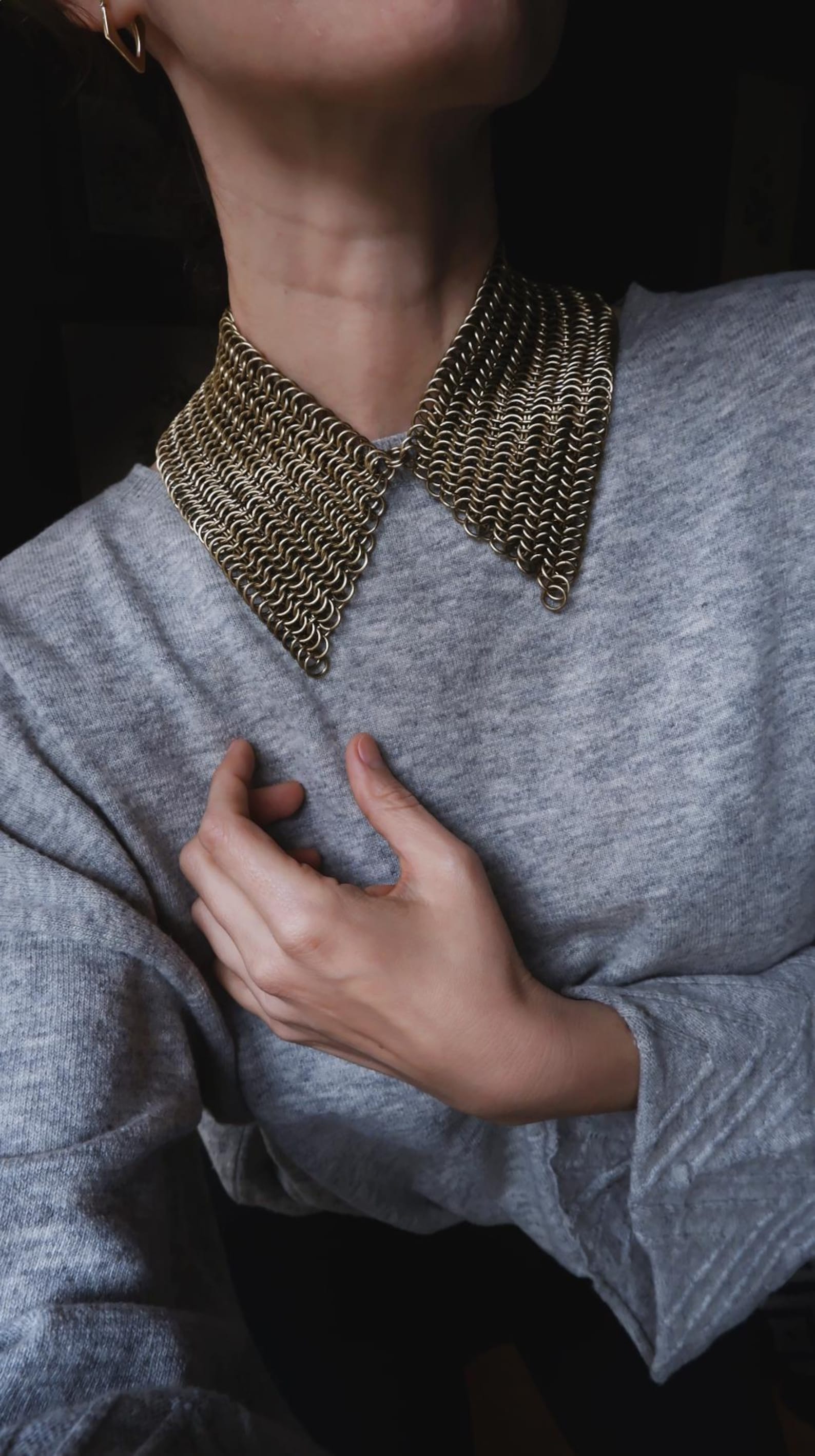 Handmade Antique Gold Chainmail Collar Necklace: European Pattern - Etsy