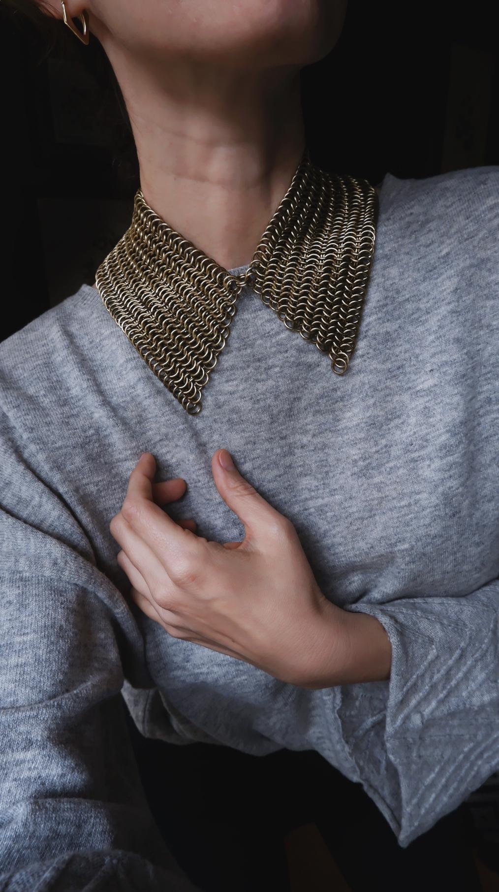 Handmade Antique Gold Chainmail Collar Necklace: European Pattern - Etsy