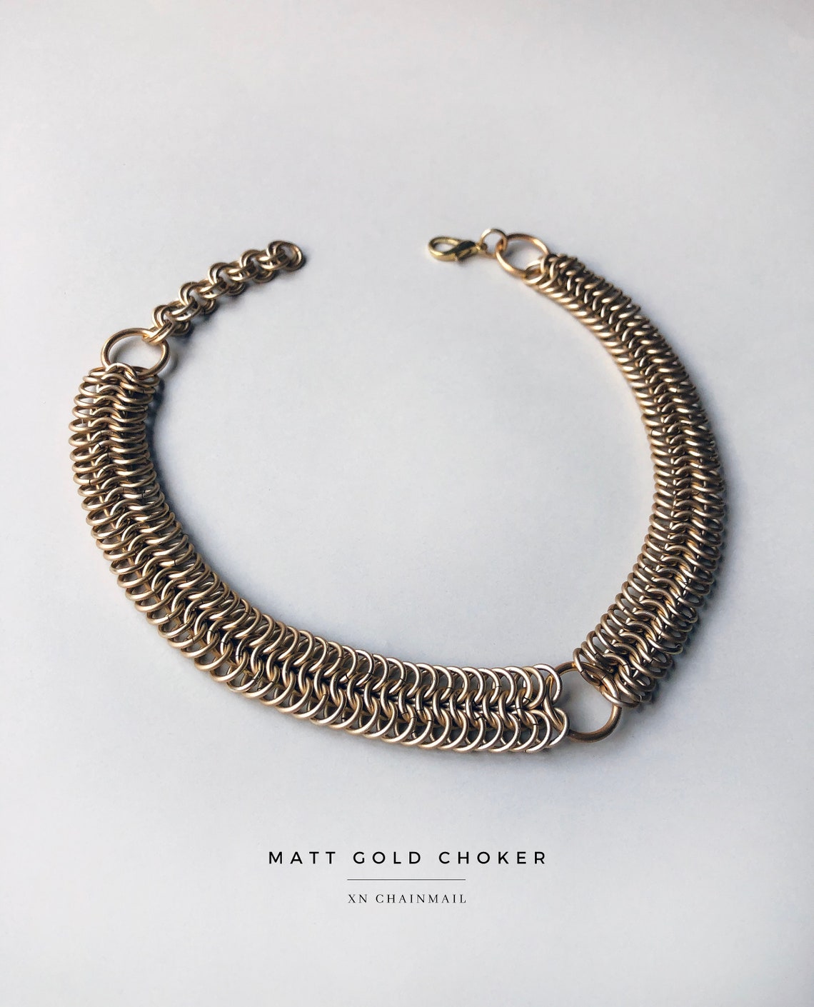 Chainmail Choker Necklace in Matt Gold Handmade Jewelry - Etsy