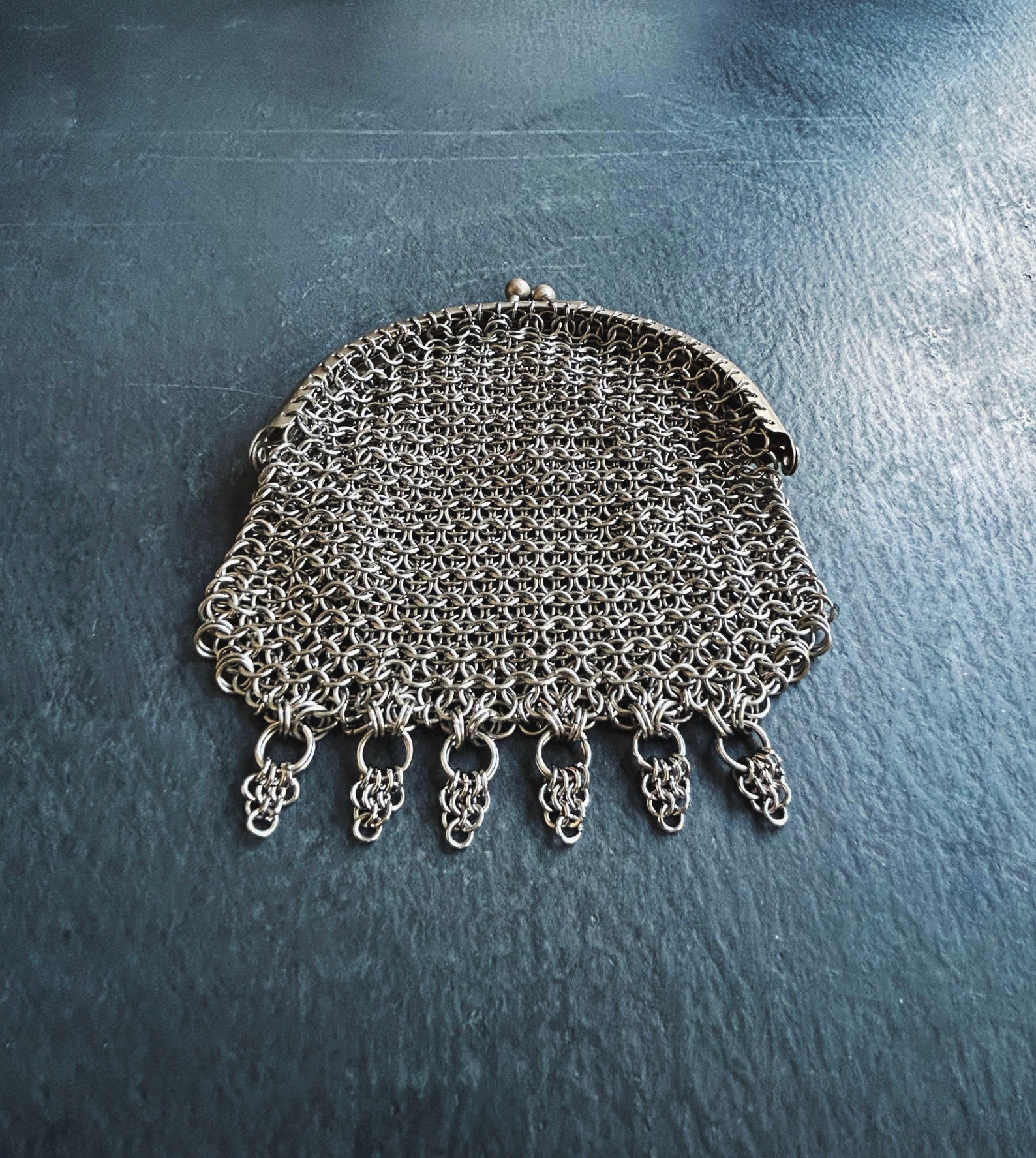 Vintage Chainmail Mesh Antique Silver Purse "leyla" Handmade Shoulder ...