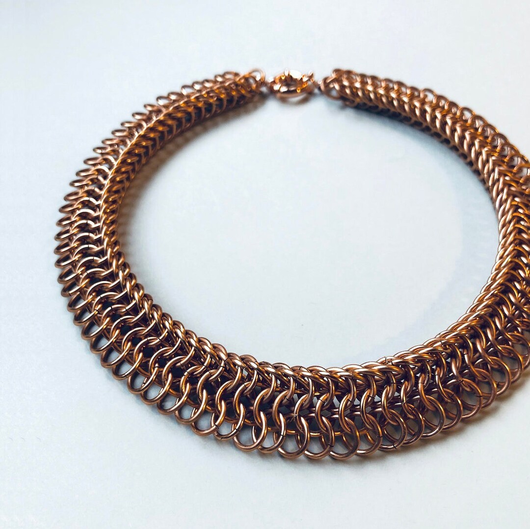 Modern Chainmail Rose Gold Choker Necklace - Metal Statement Collar - Etsy