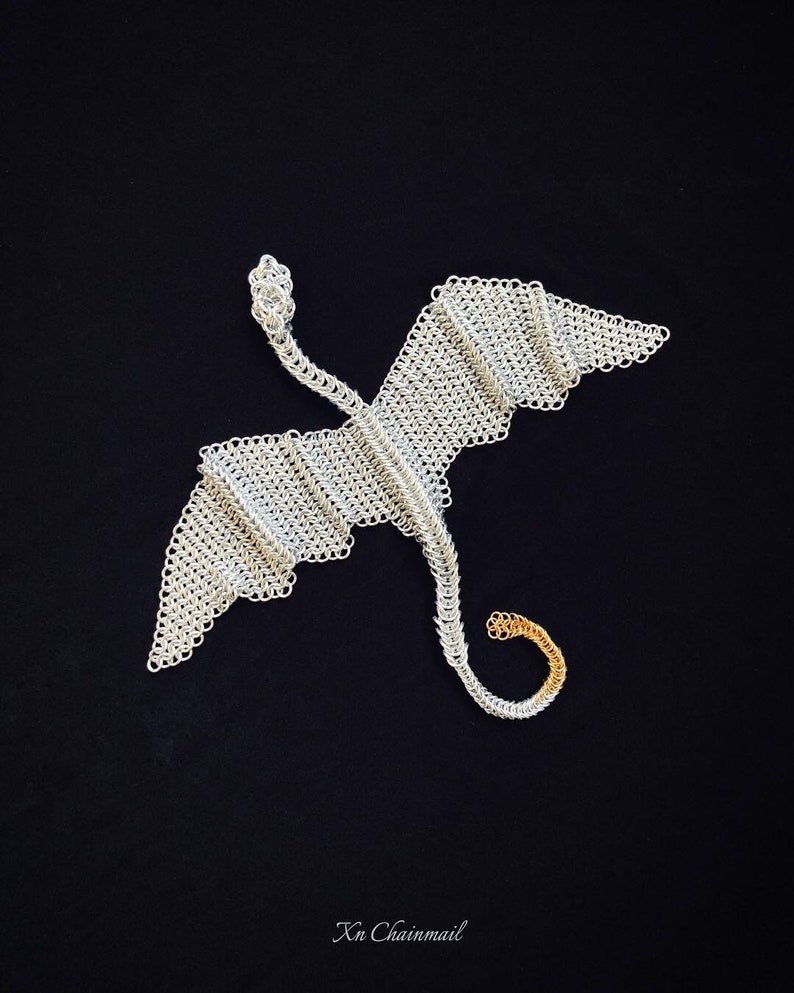 Chainmail 3D Animal: Flying Dragon With Golden Tail - Etsy