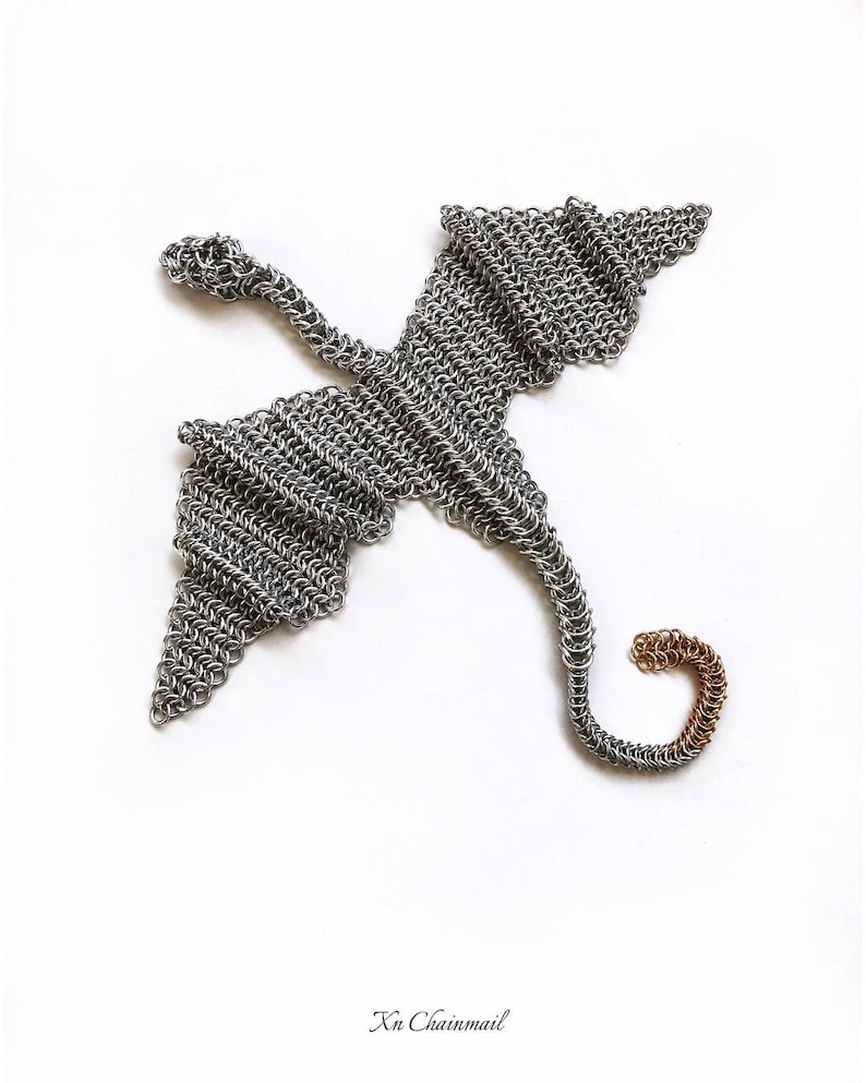 Chainmail 3D Animal: Flying Dragon With Golden Tail - Etsy