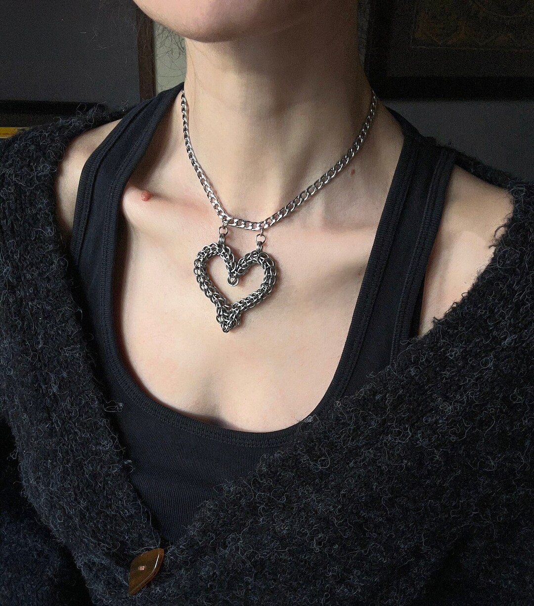 Handmade Stainless Steel Chainmail Heart Pendant Necklace - Etsy