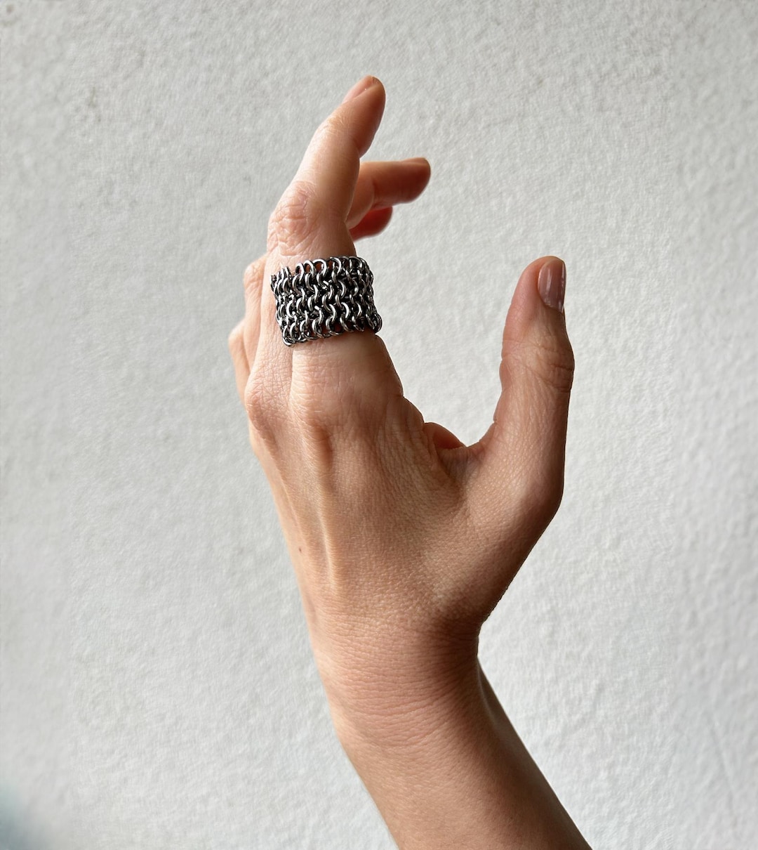 Chainmail Micro Mail Stainless Steel Ring, Unique Design Finger ...