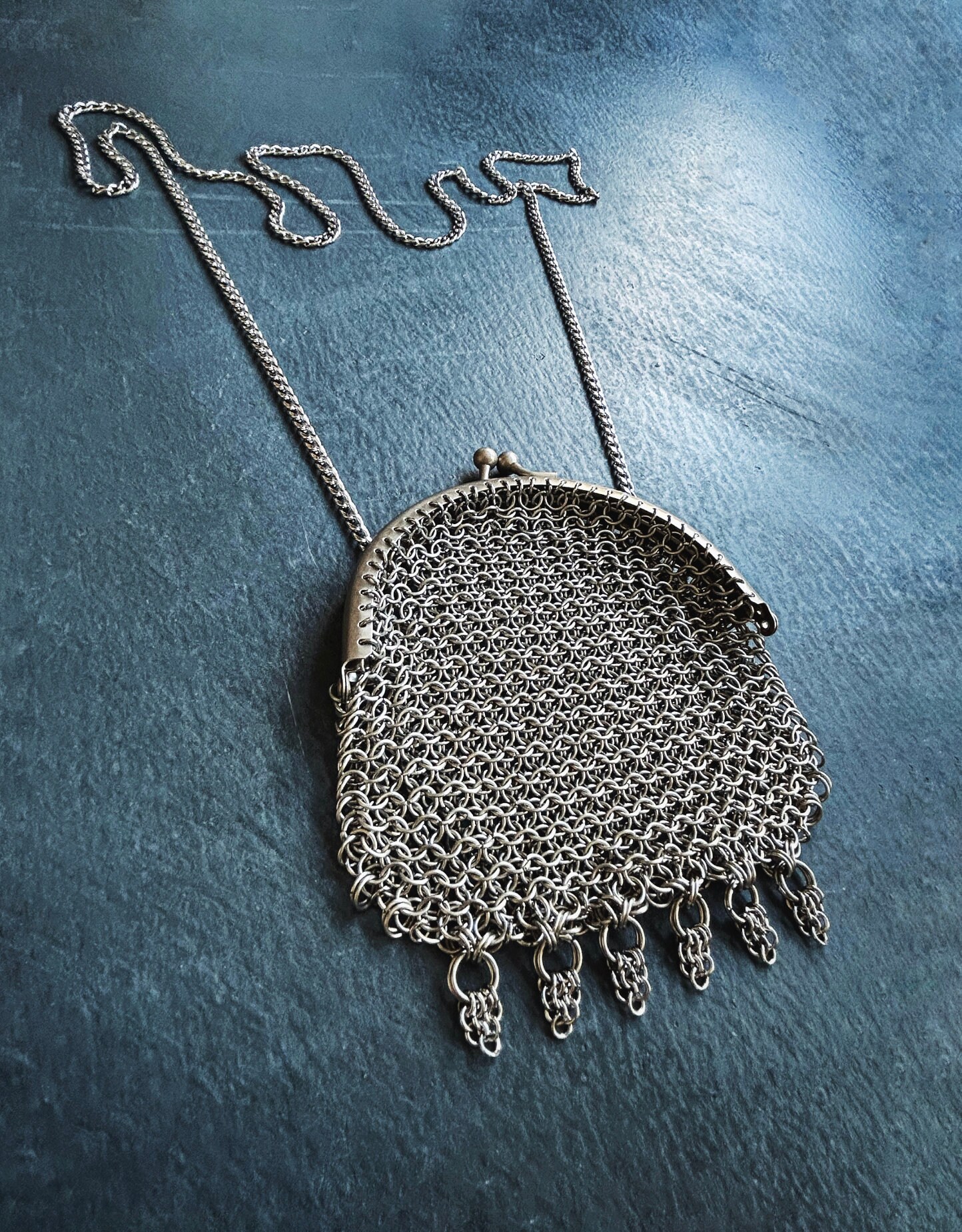 Vintage Chainmail Mesh Antique Silver Purse "leyla" Handmade Shoulder ...