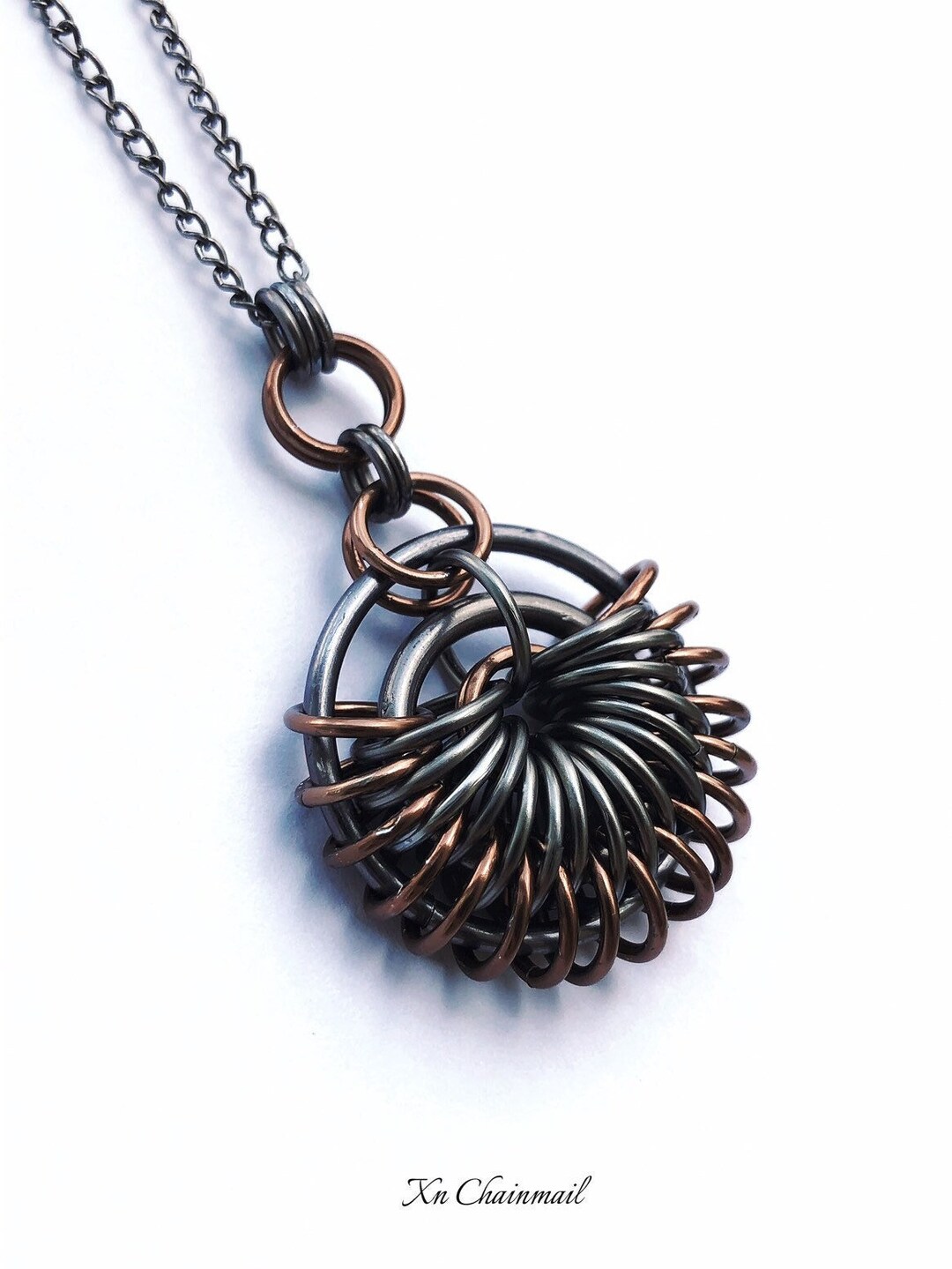 Chainmail Modern SUN Pendant Necklace - Handmade Circular Jewelry - Etsy