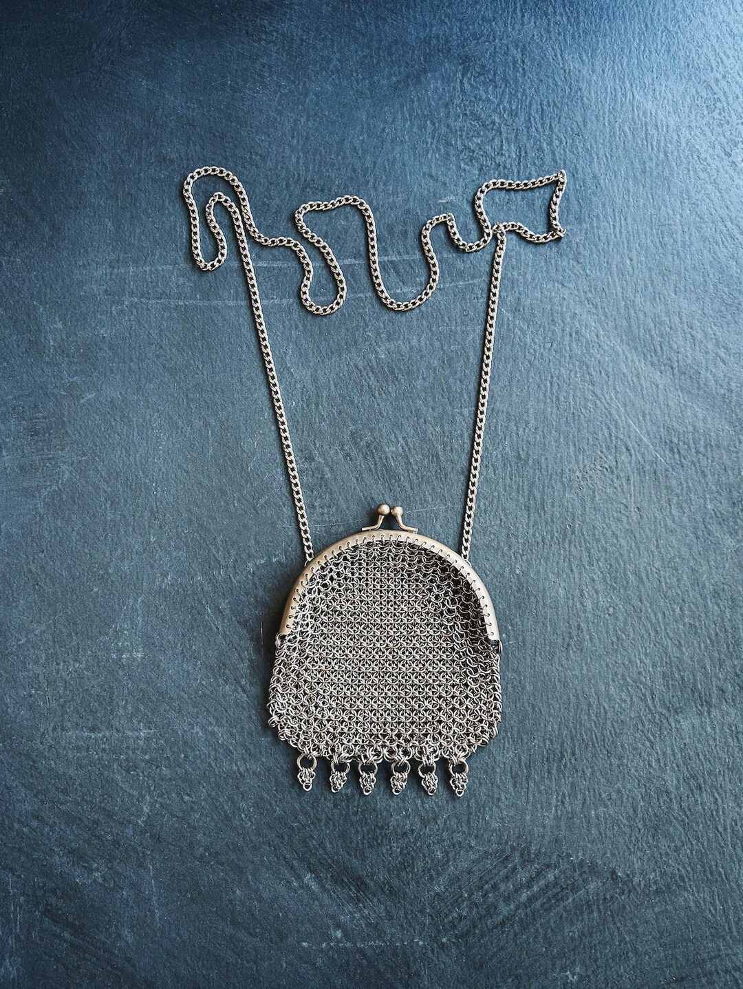 Vintage Chainmail Mesh Antique Silver Purse "leyla" Handmade Shoulder ...