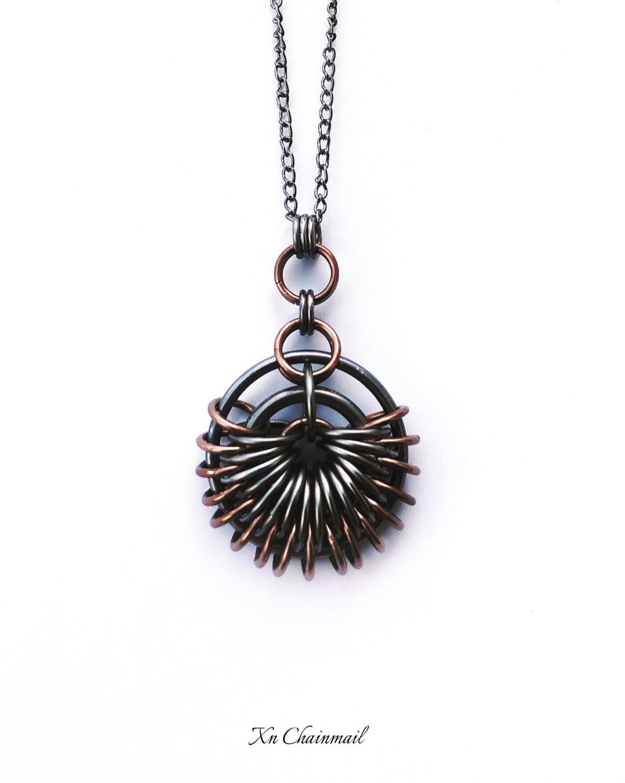 Chainmail Modern SUN Pendant Necklace - Handmade Circular Jewelry - Etsy