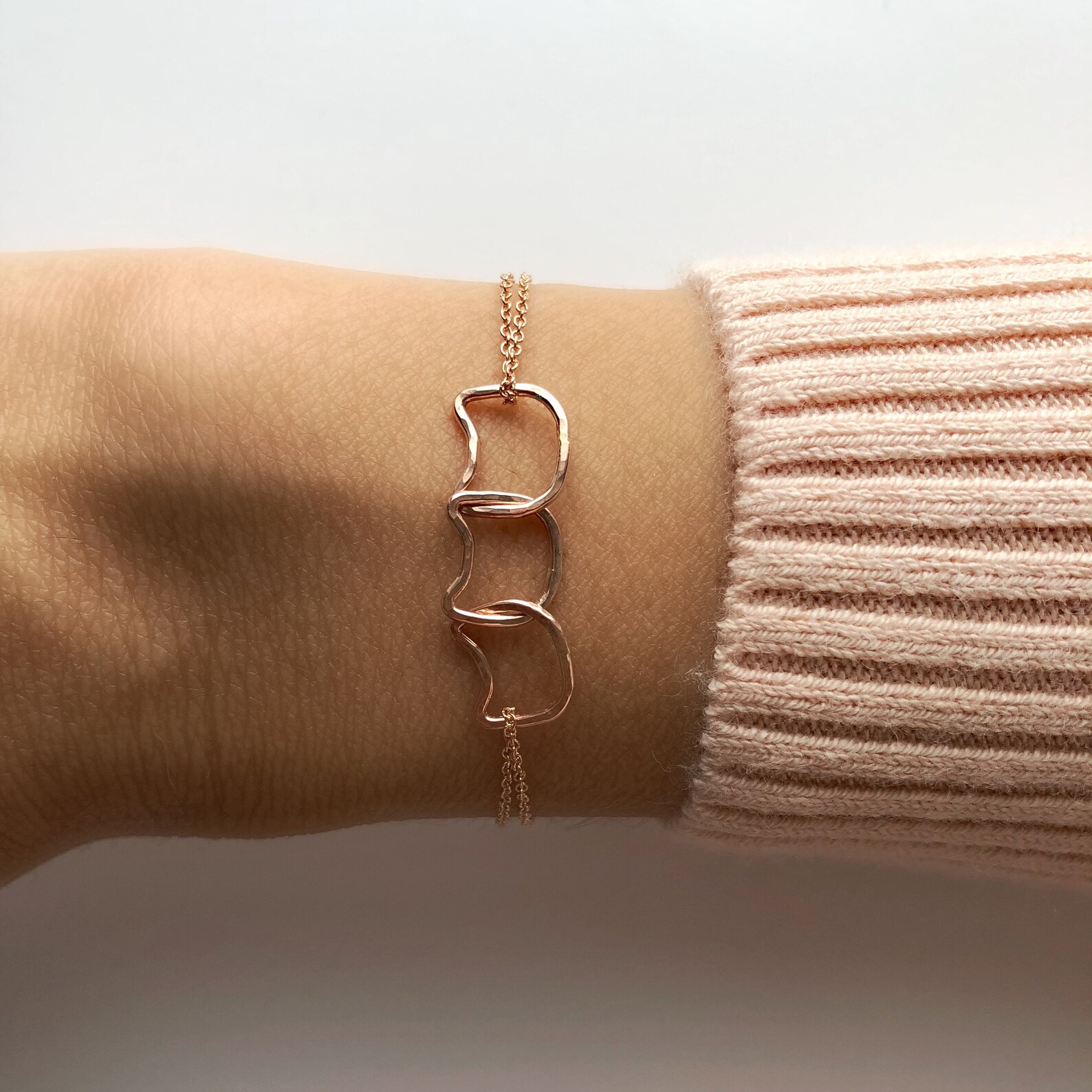 3 Mini Cat Link Bracelet Dainty Cat Bracelet Cat Lover | Etsy