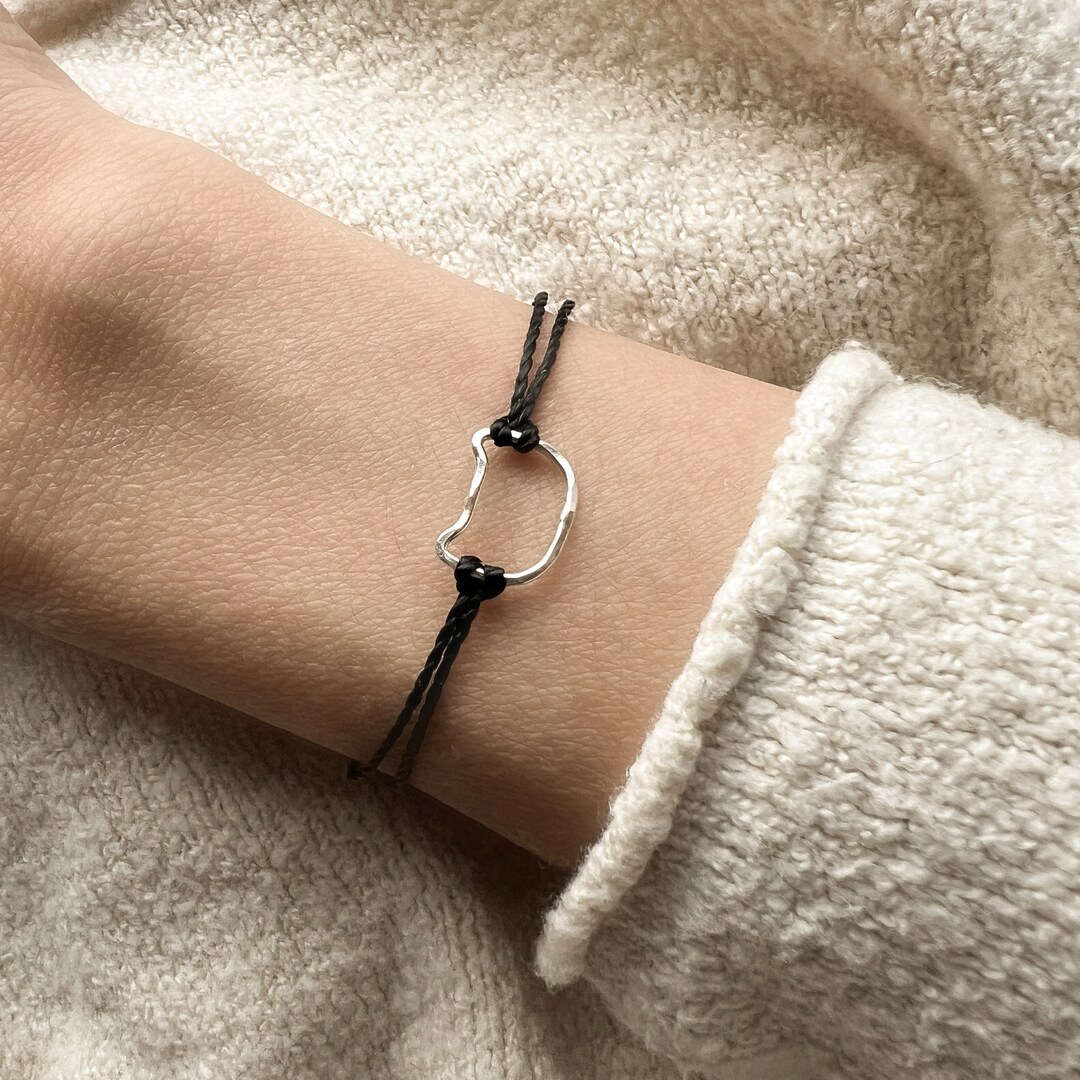 Minimalist Outline Cat Bracelet Friendship Bracelet Cat Lover Gift ...