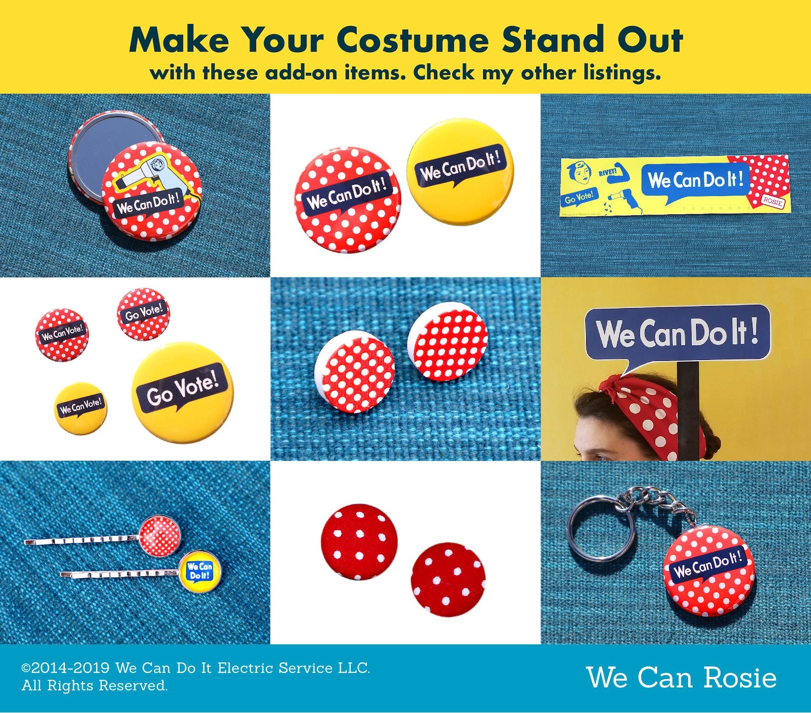 Rosie the Riveter Pin and Patch, Collar Pin, Employment Badge, Costume ...