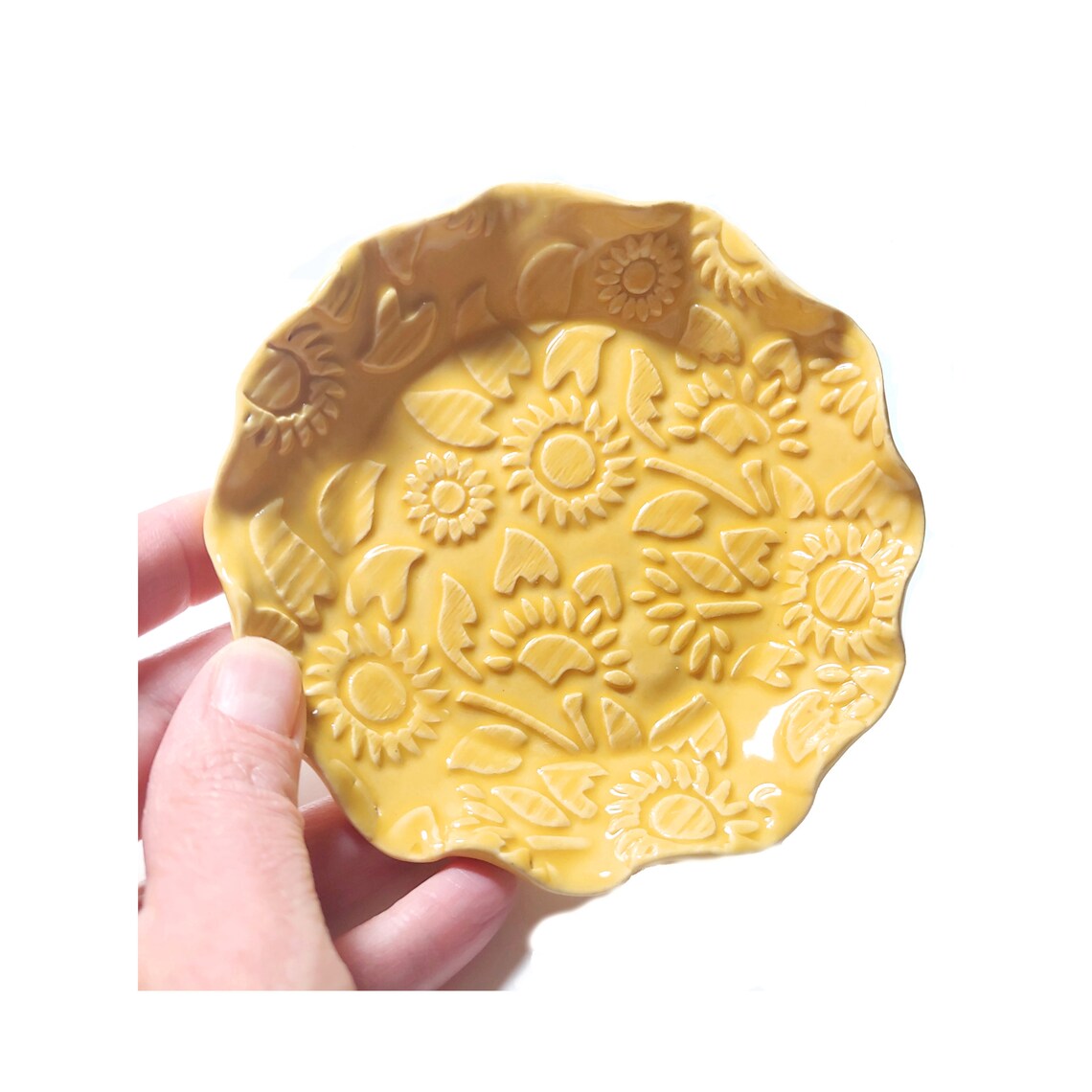 Sunflower Small Plate Yellow Dish Ring Dish Pottery Plate | Etsy