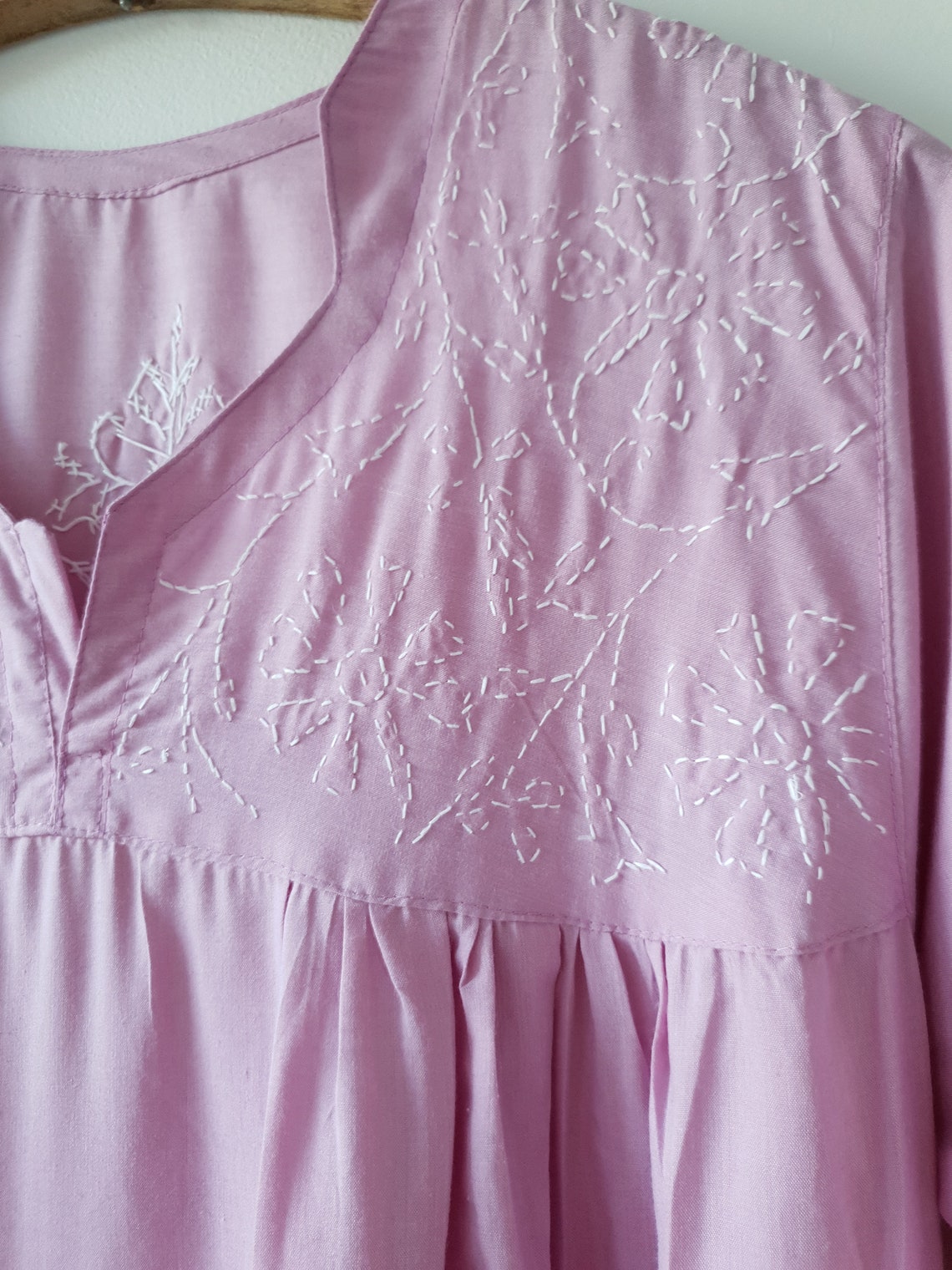 Vintage Handmade Lilac Purple Embroidered Mumu With Straps | Etsy