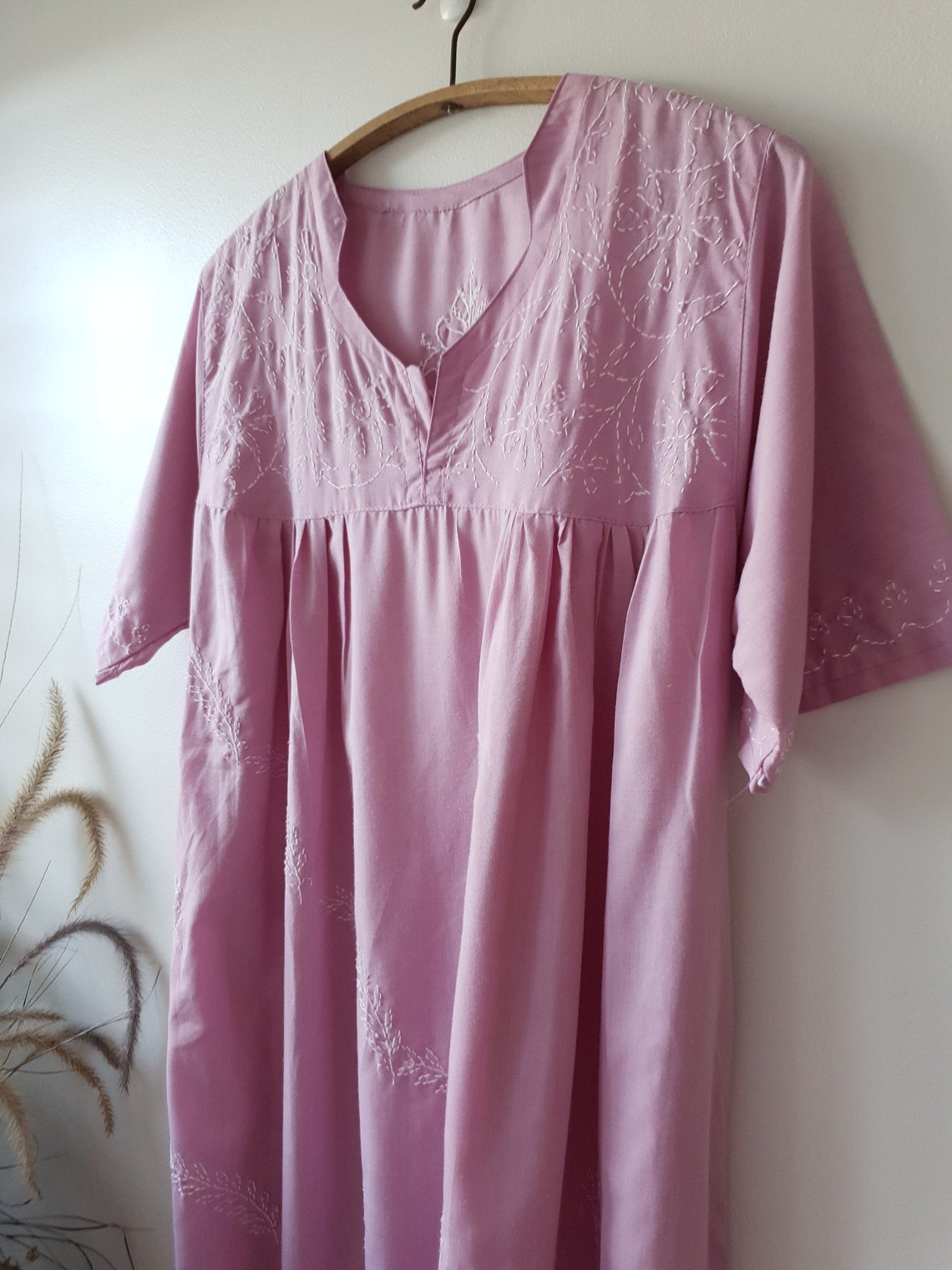 Vintage Handmade Lilac Purple Embroidered Mumu With Straps | Etsy