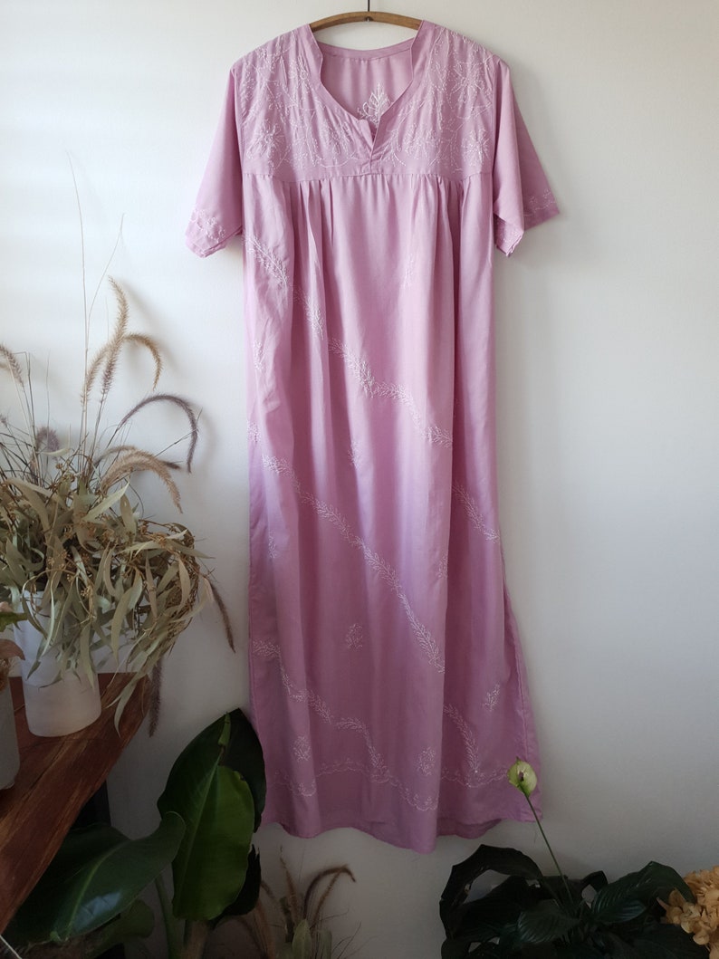 Vintage Handmade Lilac Purple Embroidered Mumu With Straps | Etsy