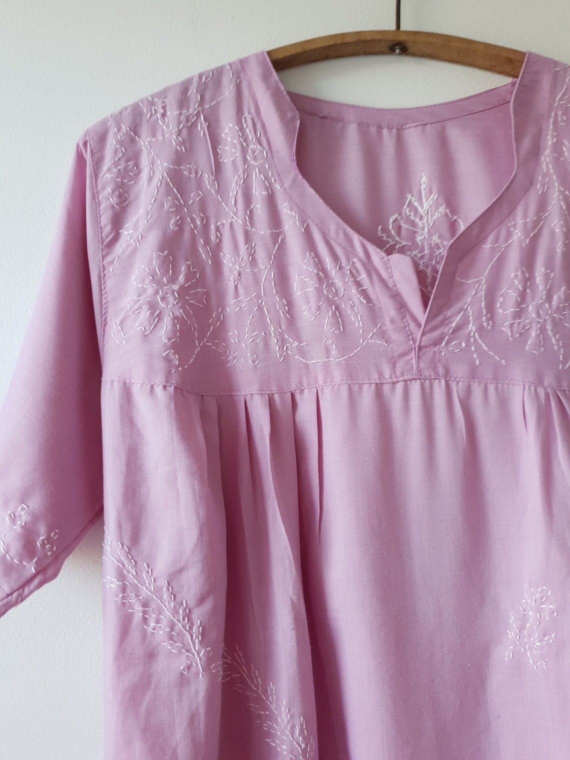 Vintage Handmade Lilac Purple Embroidered Mumu With Straps | Etsy