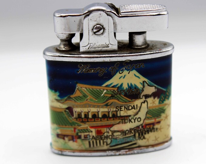 Vintage 40's Memory of Japan Lighter Souvenir Lighter Colorful Graphics ...