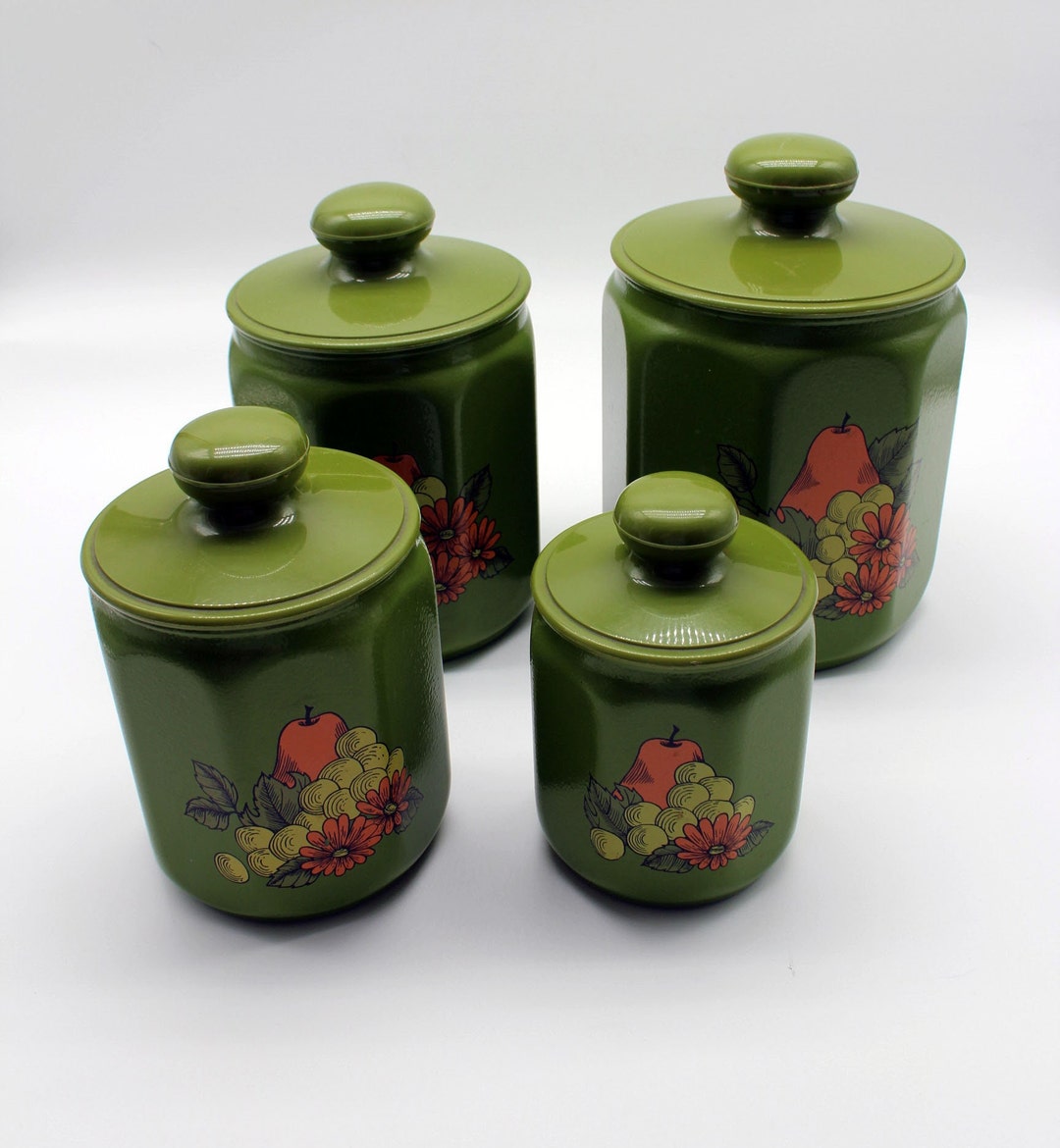 Vintage 60's Kromex Canister Set Four Mid Century Canisters Harvest ...